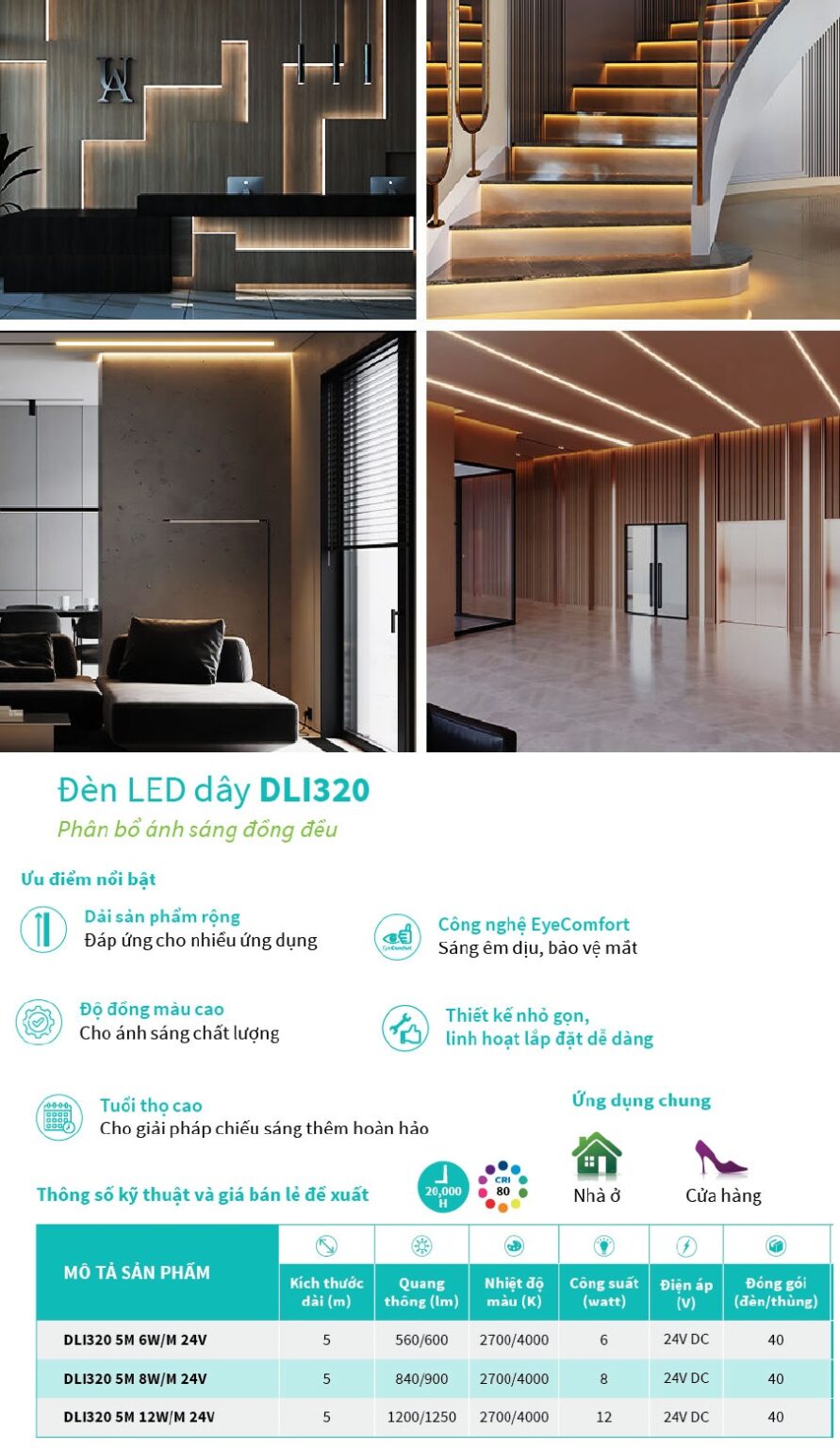 Đèn led dây cuộn 5m Philips DLI320 5m 6W/m 24v - Đại lý đèn Led Philips